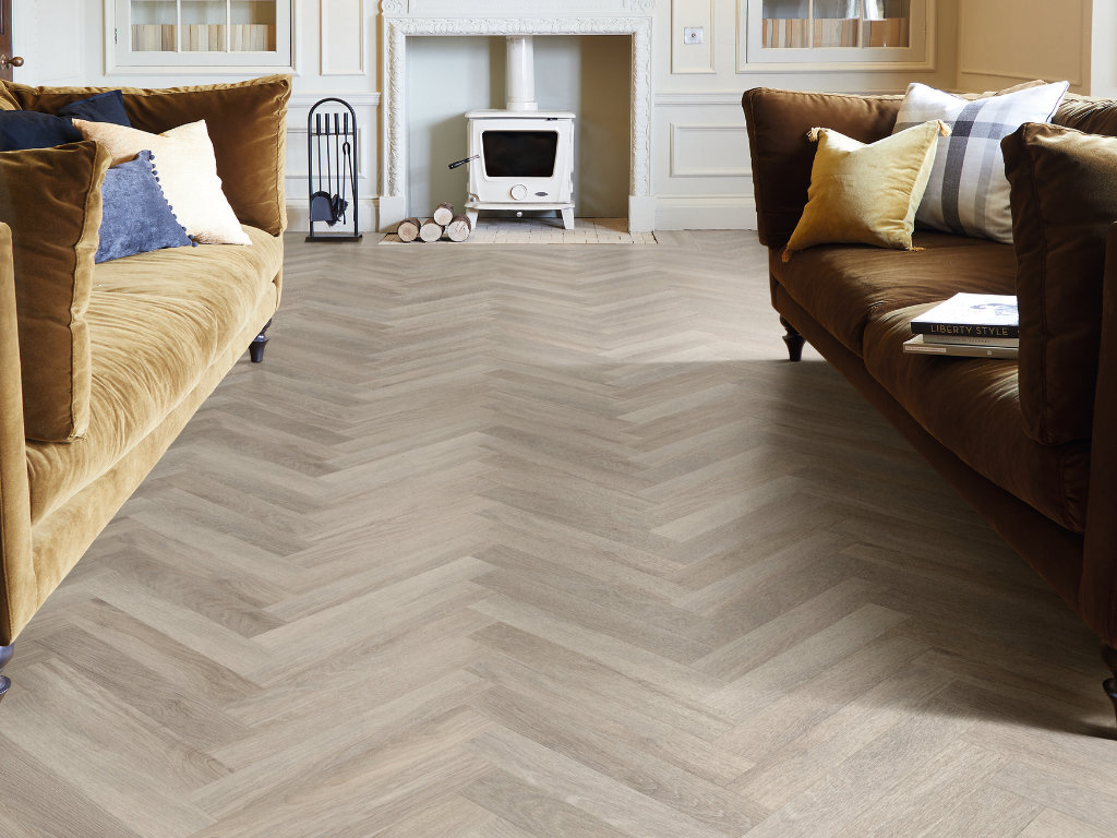 Waterside Oak Large Parquet Vinyl Flooring | Camaro Wood PUR | Polysales